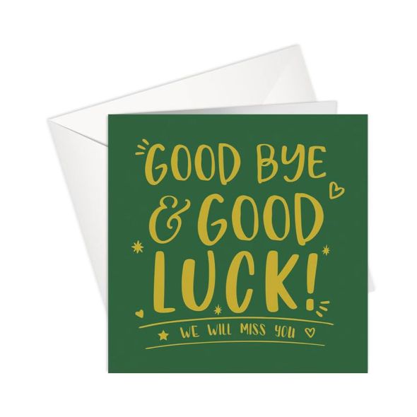 Goodbye and Good Luck Green Farewell Greeting Card - Grandiose.ae