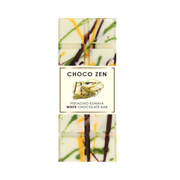 Choco Zen Pistachio Kunafa White Dubai Chocolate Bar - Grandiose.ae