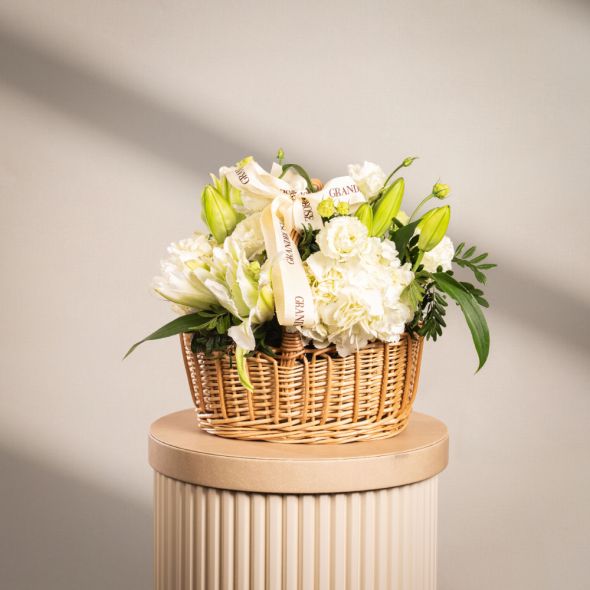 White Petal Harvest Basket - Grandiose.ae