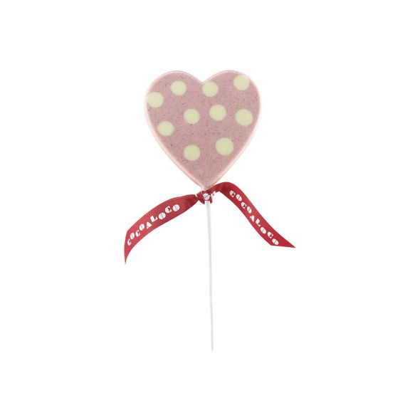 Cocoa Loco Raspb Chocolate Polka Dot Lollipop - Grandiose.ae