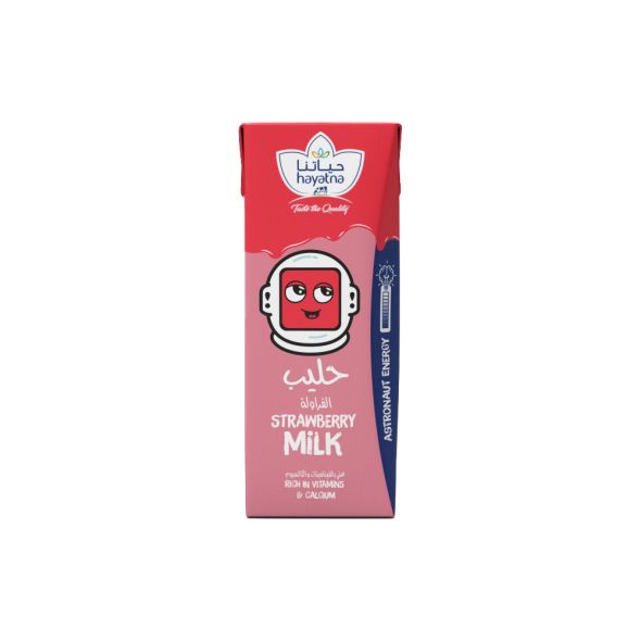 Hayatna Strawberry Uht Milk 180ml - Grandiose.ae