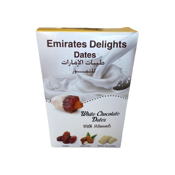 Emirates Delight White Choco Dates With Almonds - Grandiose.ae