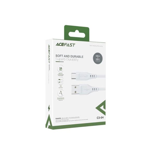 Acefast USB-A To USB-C Type Charging Data Cable 1.2m White - Grandiose.ae