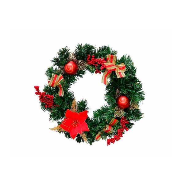 Chamdol Wreath With Red Poinsettias 40cm - Grandiose.ae
