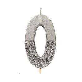 Talking Tables Silver Number 0 Glitter Birthday Candle - Grandiose.ae
