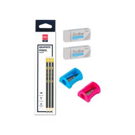 Deli Pencil Packet With Eraser And Sharpener - Grandiose.ae